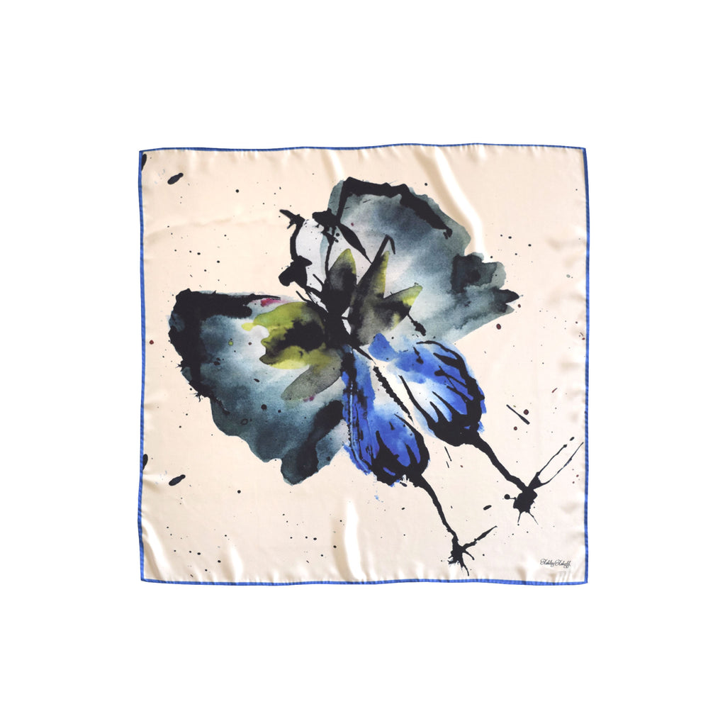 Blue Papillon Silk Carré – ashleyashoff